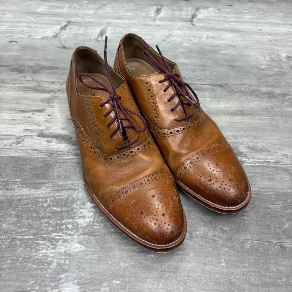 Johnston & Murphy Tan Balmoral Brogue Cap Toe Oxfords… - Gem